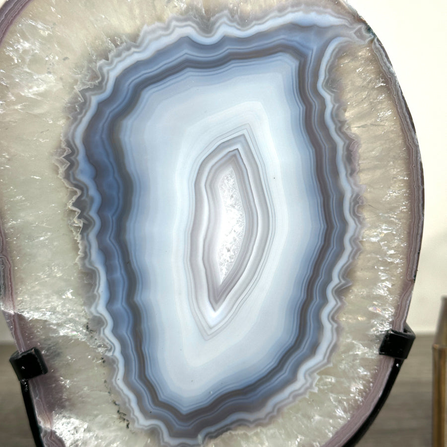 Unique Blue Agate & Quartz Slice – Southern Minerals